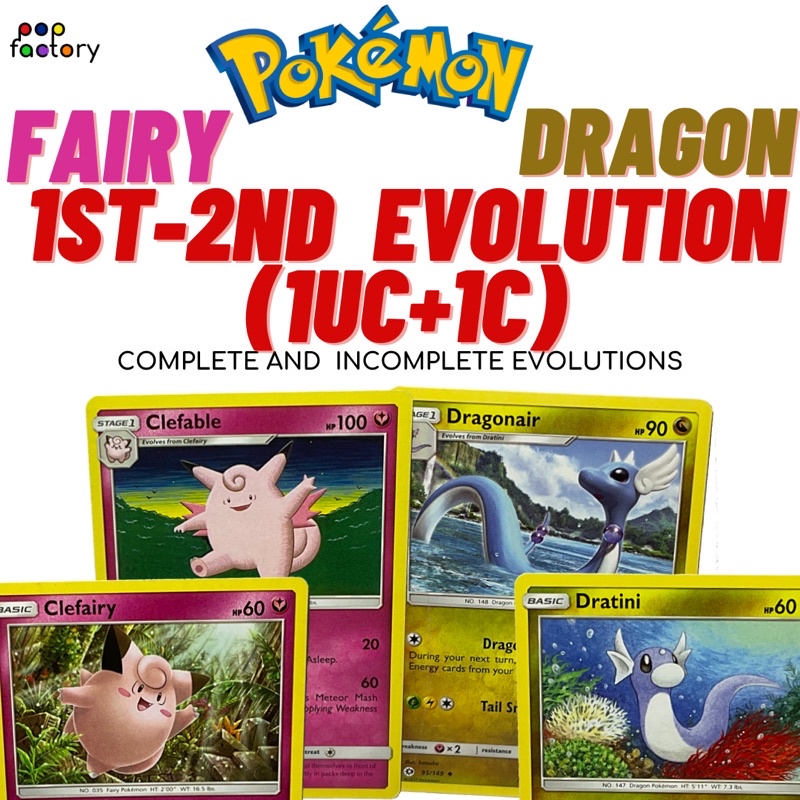 (1Uc+1C)FAIRY & DRAGON TYPE Pokemon 1st - 2nd Stage Evolution Card Set ...