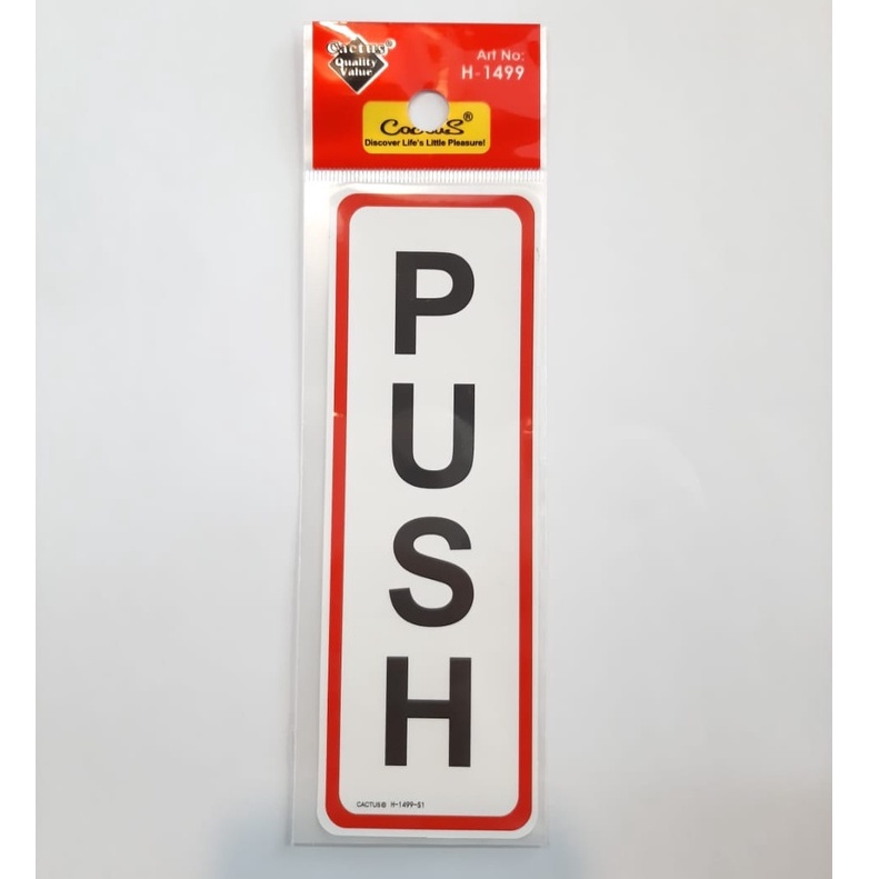 1499- Signage Push Pull Sticker / Pelekat Tolak Tarik (1pcs/packet ...