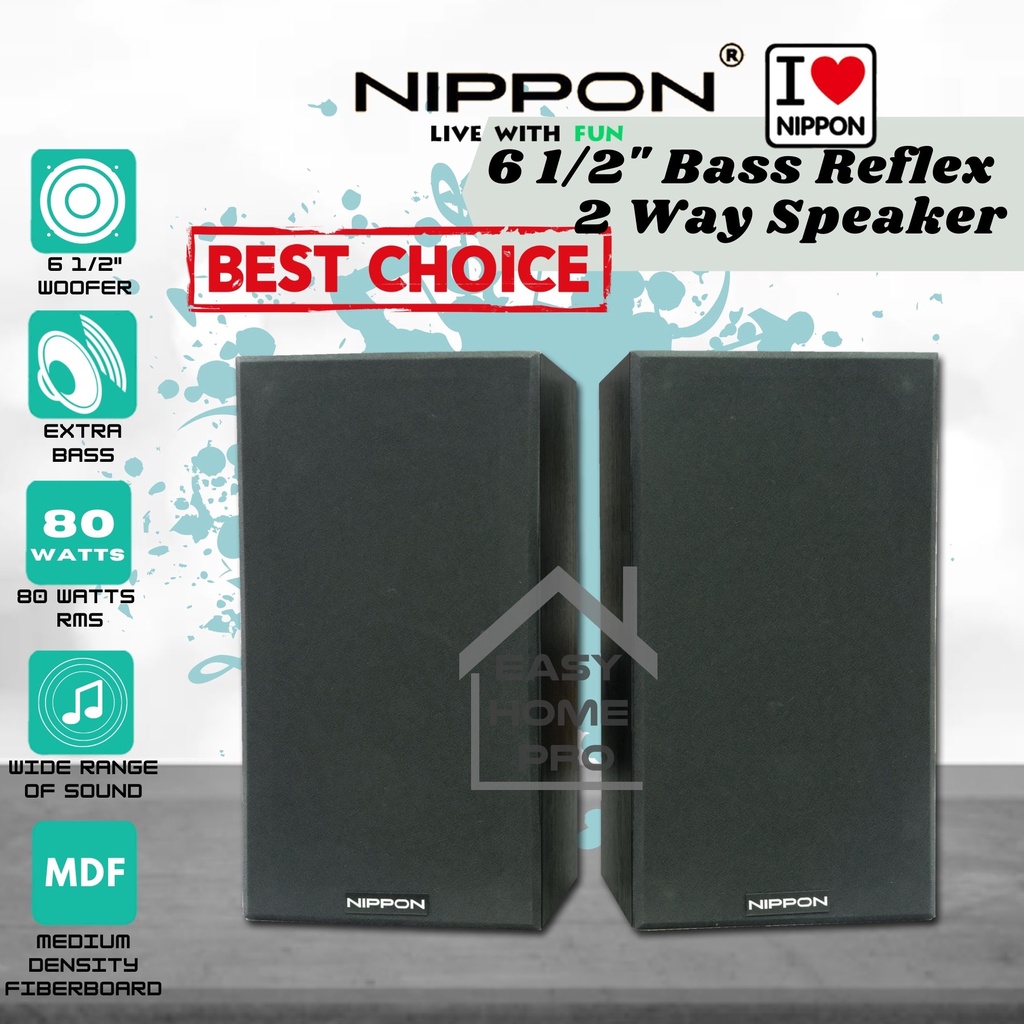 NIPPON NS-652 6.5" Passive Speakers Bookshelf Speakers Pair | Home ...