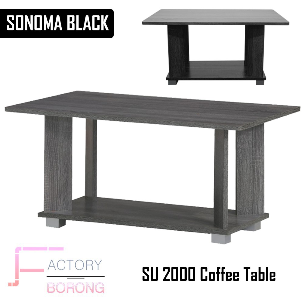 SU2000 Particleboard TV Cabinet Coffee Table (Sonoma Black) | Shopee ...