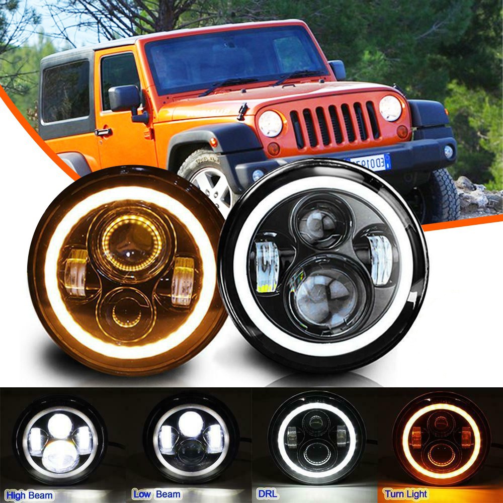 7" Round LED Headlight Lamp DRL Beam Mitsubishi Pajero L049 Land ...