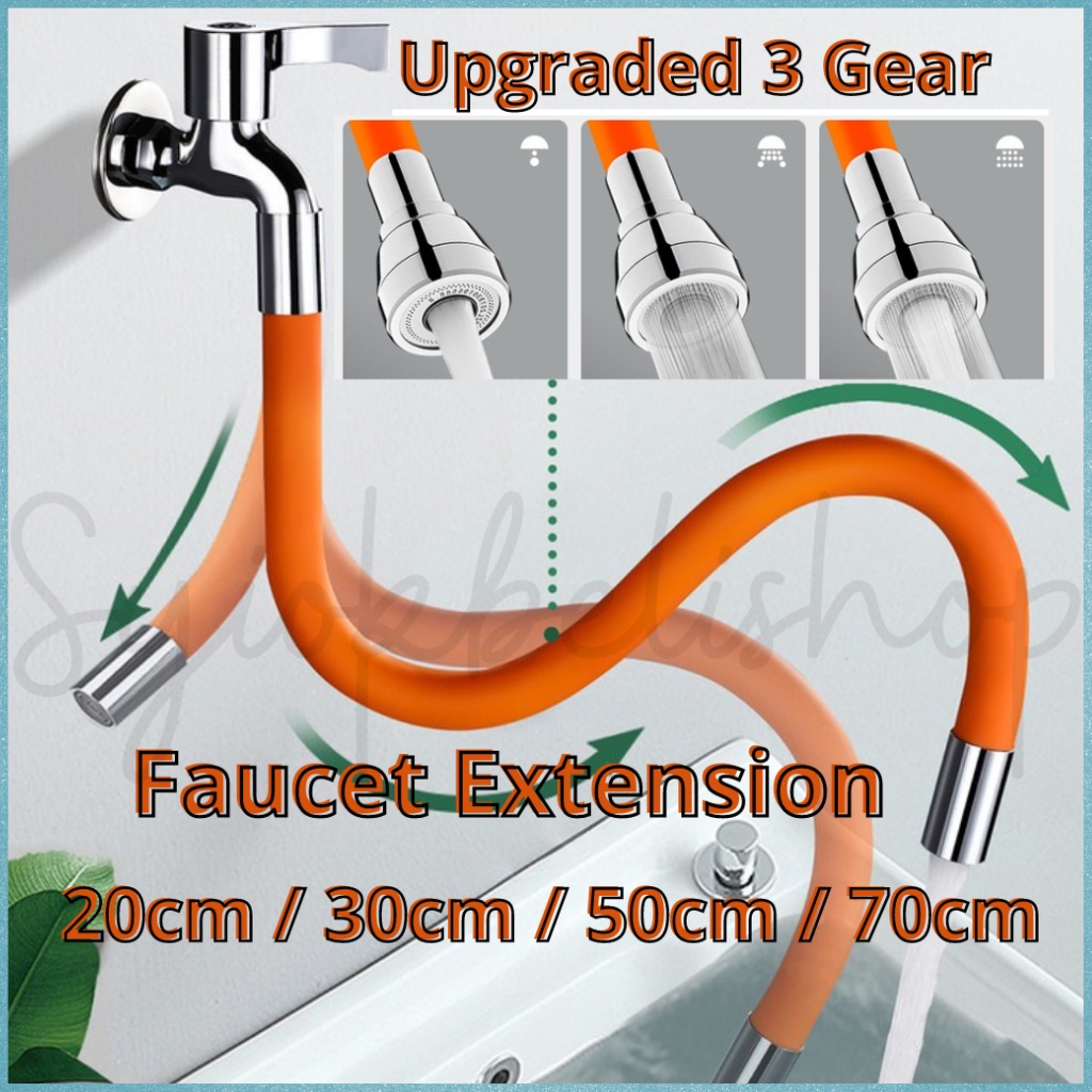 20/30/50/70cm Faucet Extension Extender 360°Free Bending Flexible Hose ...
