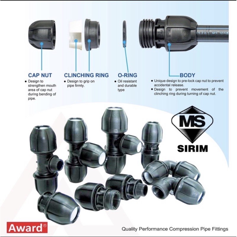 SIRIM Female Threaded Adaptor FTA (63mm x 2") HDPE poly poli pipe paip ...