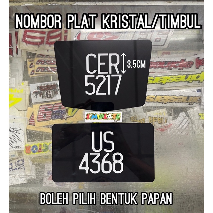 NOMBOR PLATE MOTOR KRISTAL/JENIS TIMBUL/FONT USA/PLAT MOTOR/PLET MOTOR ...