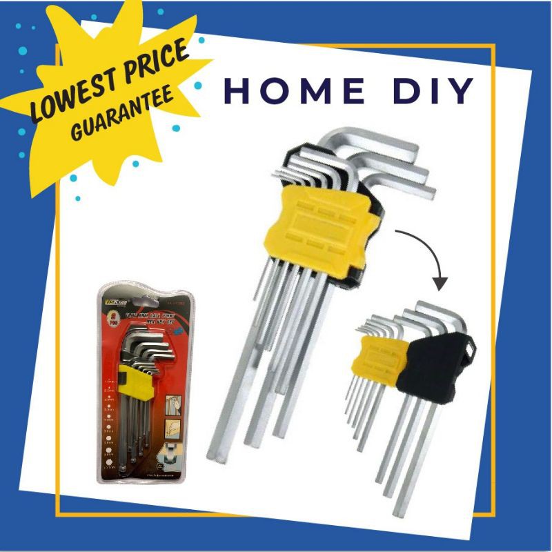 Kekunci Buka Skru Bentuk L 9PCS Berkualiti Tahan Lasak BALL POINT CRV ...