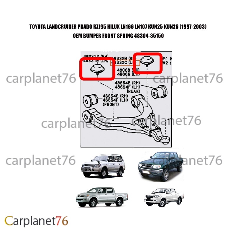 TOYOTA LANDCRUISER PRADO RZJ95 HILUX LN166 LN107 KUN25 KUN26 (1997-2003 ...