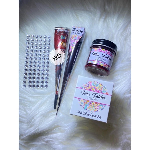 SET INAI PENGANTIN [Inai celup 30g + inai lukis red 25g + diamond ...