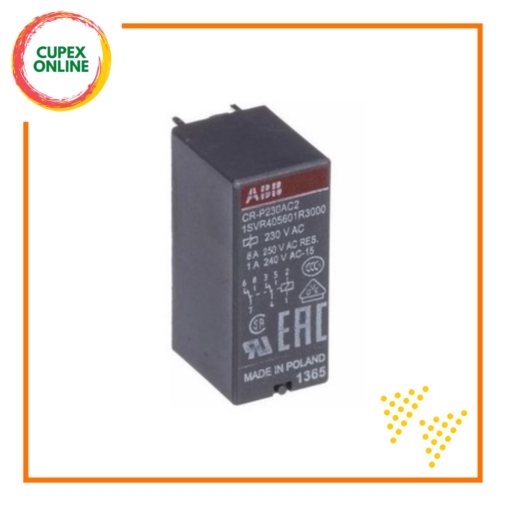 ABB CR-P230AC2G Interface Relay 2c/o (SPDT) output A1-A2=230VAC 250V/8A ...