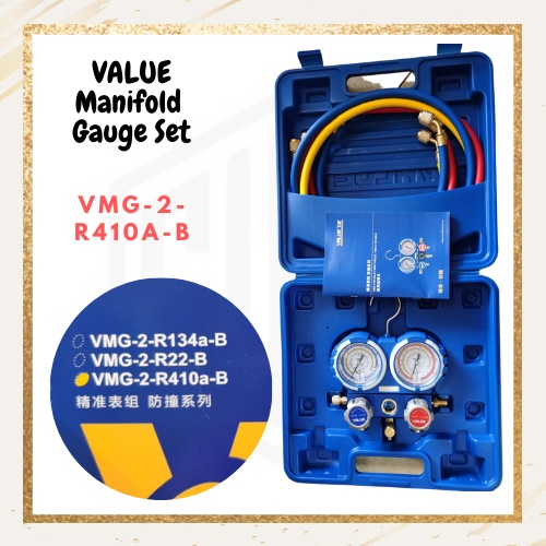 Value Manifold Gauge VMG-2-R410A-B Gas Meter R22, R12, R404a, R134a, R410a, R32 | Shopee Malaysia