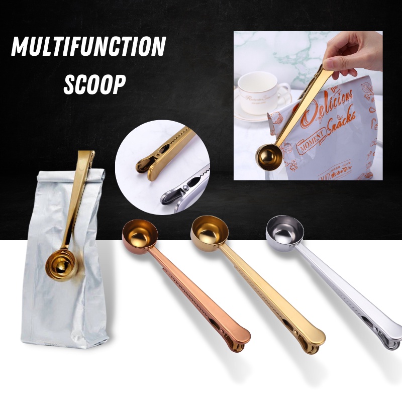 [Best Buy]Multifunction Stainless steel coffee scoop with Clip Coffee ...