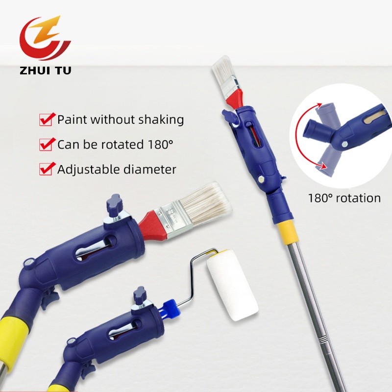 【ZHUITU】Professional Paint Edger Brush 1.1M Extension Rod Gripper Wall ...