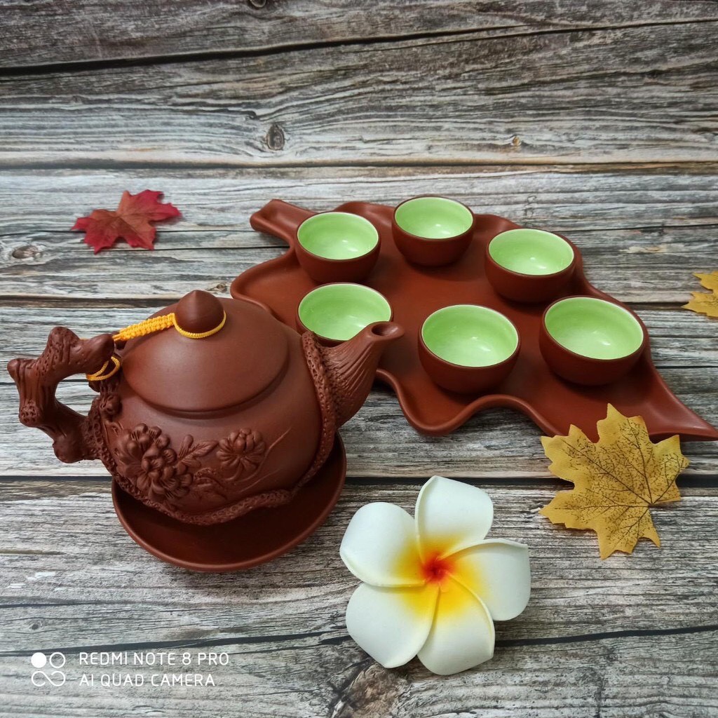 SA High Quality Purple Bat Trang Tea Set with Flowers 400ML | Shopee ...