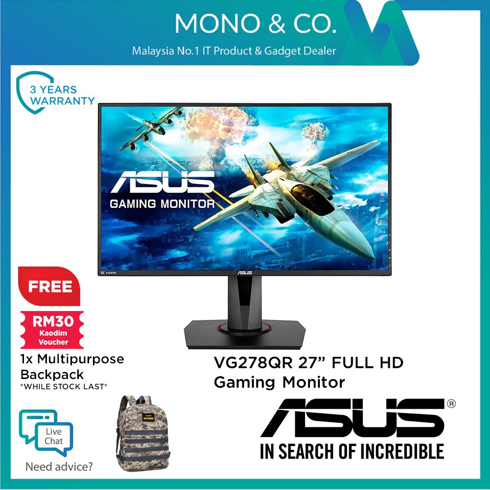 ASUS VG278QR Gaming Monitor - 27inch Full HD 0.5ms* 165Hz G-SYNC ...
