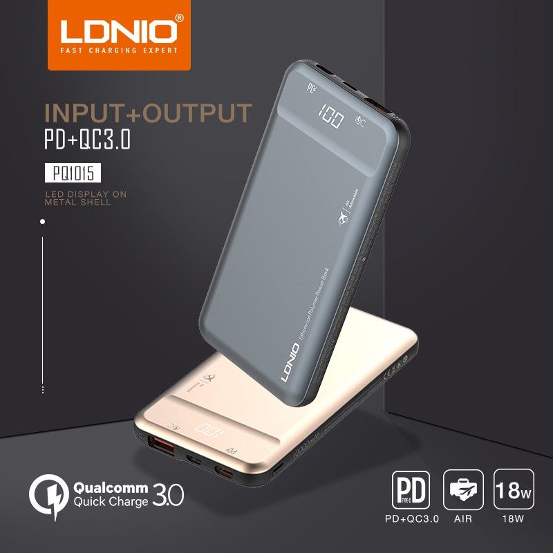 Power Bank LDNIO PQ1015 10k mAh Capacity Universal Power PD+QC 3.0 ...