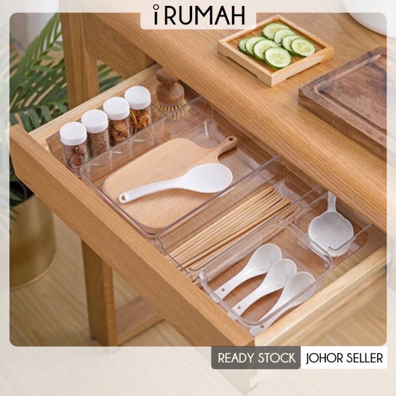 【i.Rumah】Plastic Trays Storage Separation Box Muji Style Drawer Storage ...