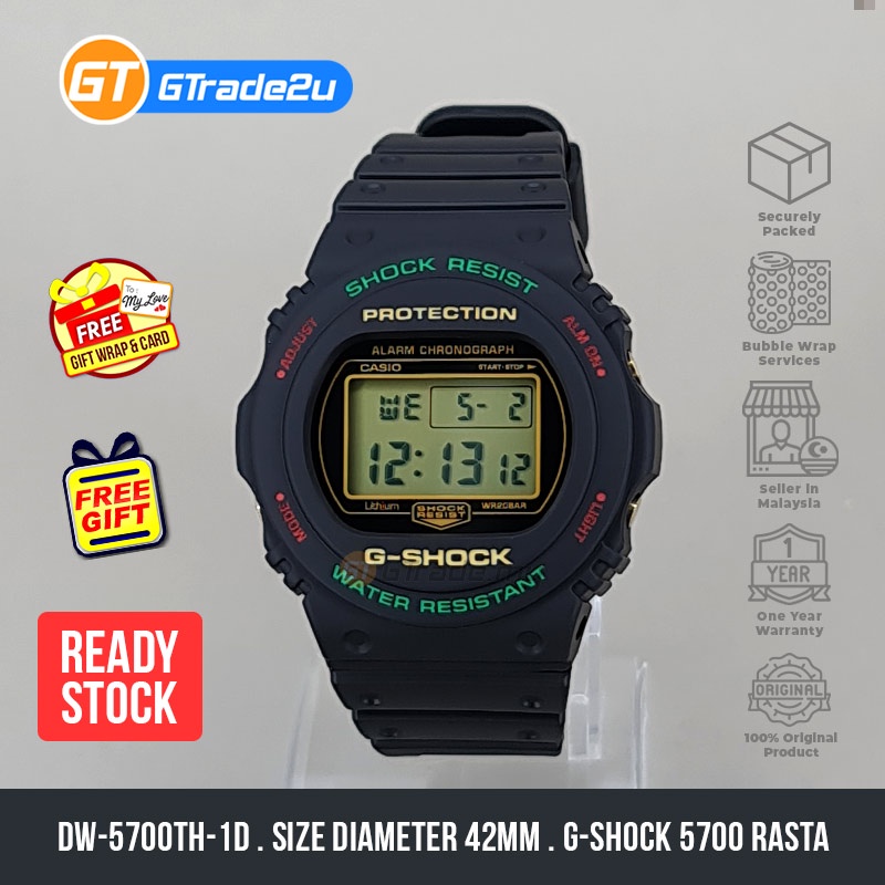 Original G Shock Men DW-5700TH-1D DW-5700TH-1 DW5700TH-1D Digital Rasta ...