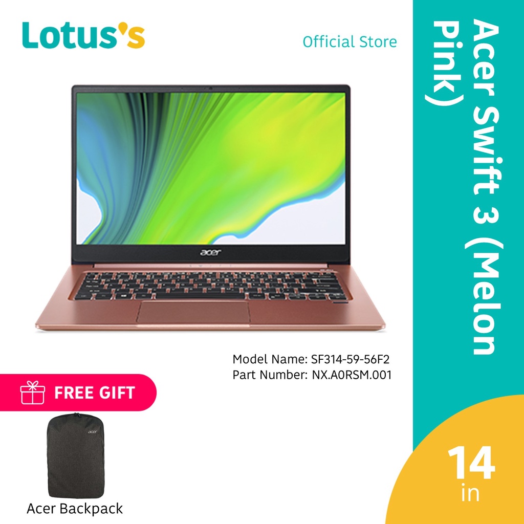 Acer Swift 3 SF314-59-56F2 14 inch FHD Laptop Melon Pink (i5-1135G7 ...