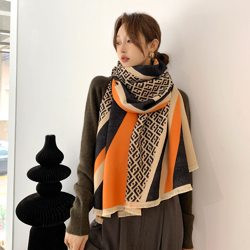 【ready stock】new fashion women printed imitation cashmere shawl keep ...