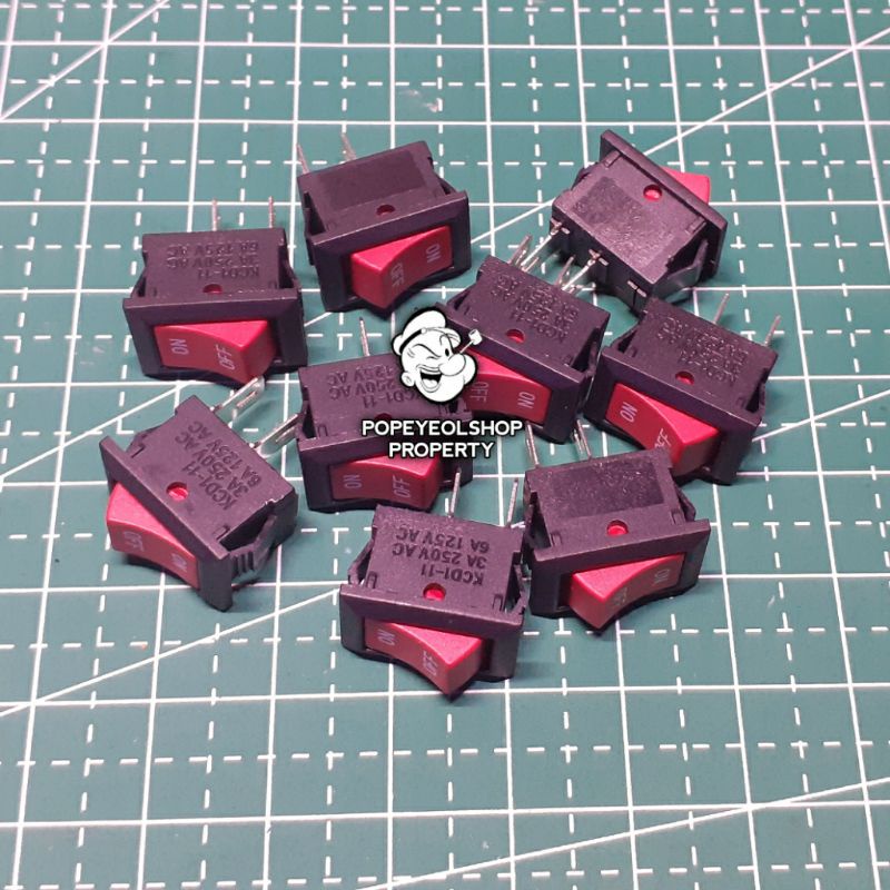MERAH HITAM Mini Rocker Switch ON OFF Red Black 2-Pin Feet | Shopee ...