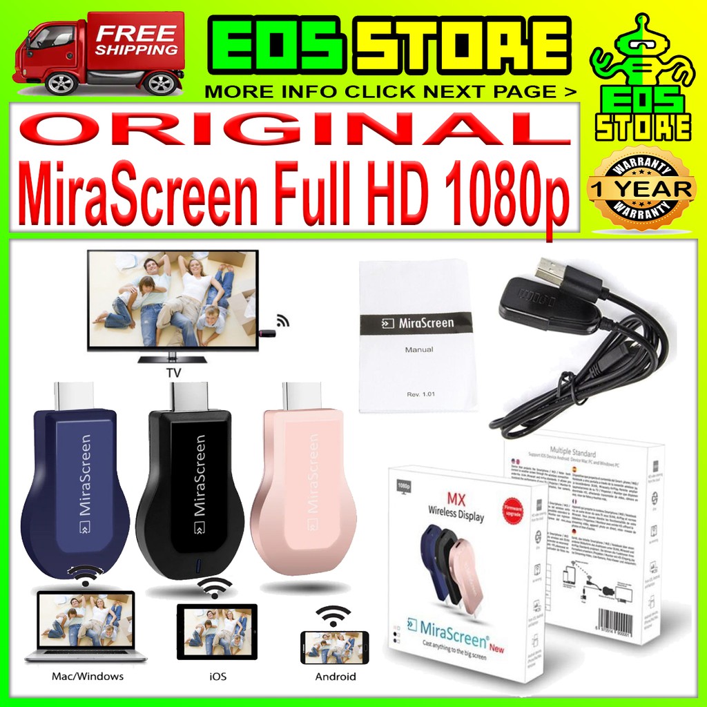 MiraScreen Smartphone 1080pTV Screen Mirroring Wireless HDMI Airplay ...