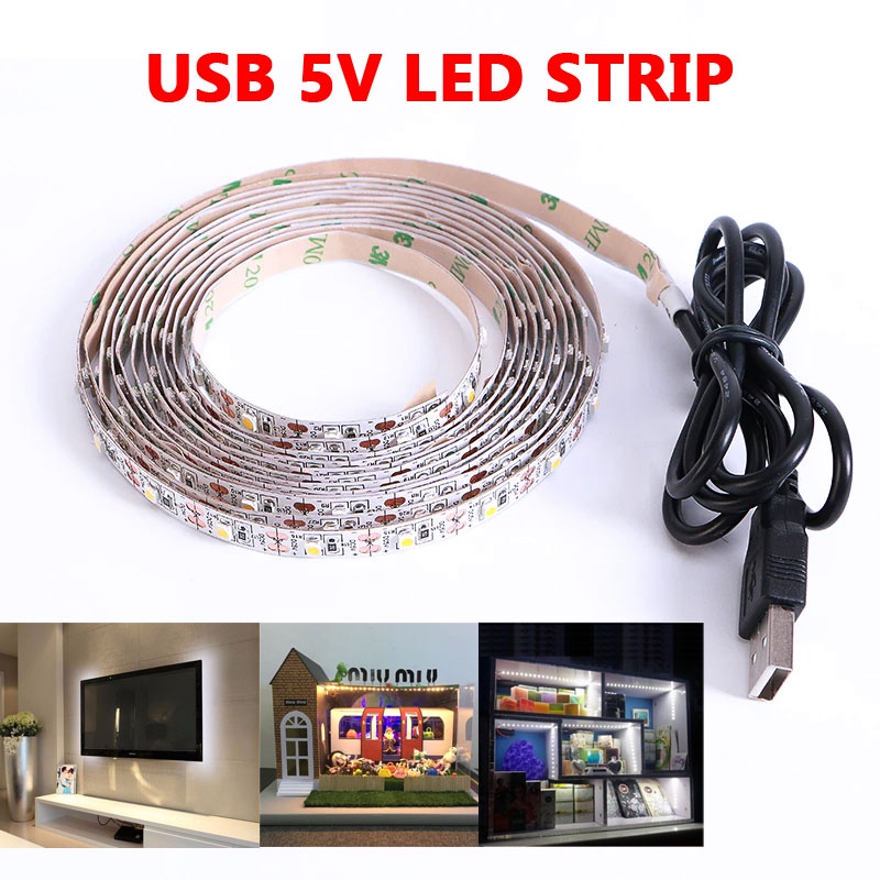 USB LED Strip DC 5V SMD 2835 White, Warm White Flexible Light Lamps LED Light TV Background ...