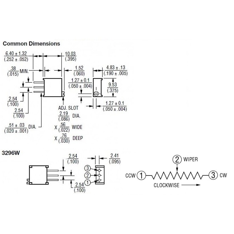 3296 Trimmer Potentiometer Pinout, Features Datasheet, 43% OFF