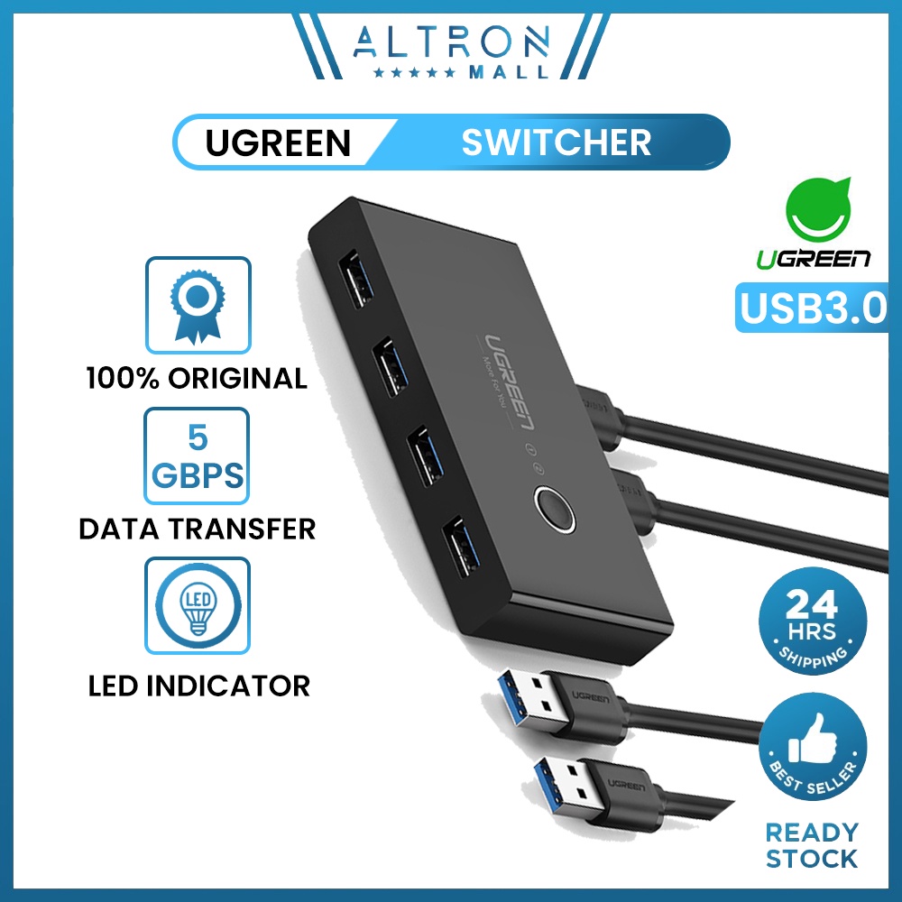 UGREEN USB 3.0 Sharing Switch 2 Computer 4-Port USB Peripheral Switcher Adapter Box for PC with ...