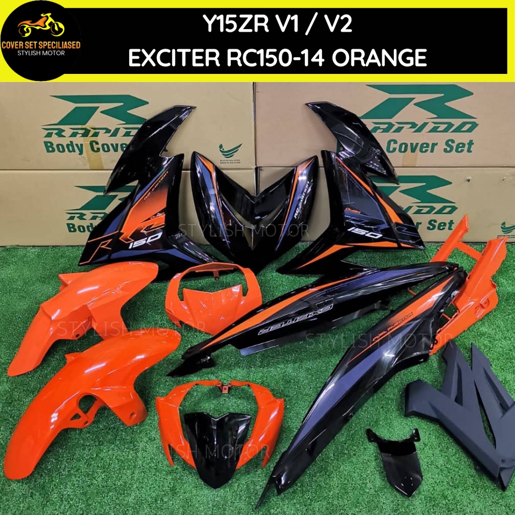 (STICKER TANAM/AIRBRUSH) RAPIDO COVER SET Y15ZR V1/V2 EXCITER RC150-14 ORANGE | Shopee Malaysia