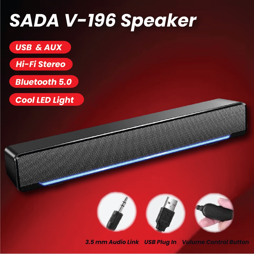 SADA V-196 Bluetooth USB Wired Computer Speaker Bar Stereo Subwoofer ...
