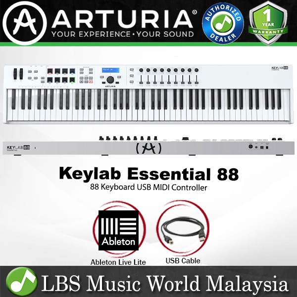 Arturia Keylab Essential 88 Key USB MIDI Controller Keyboard - White ...