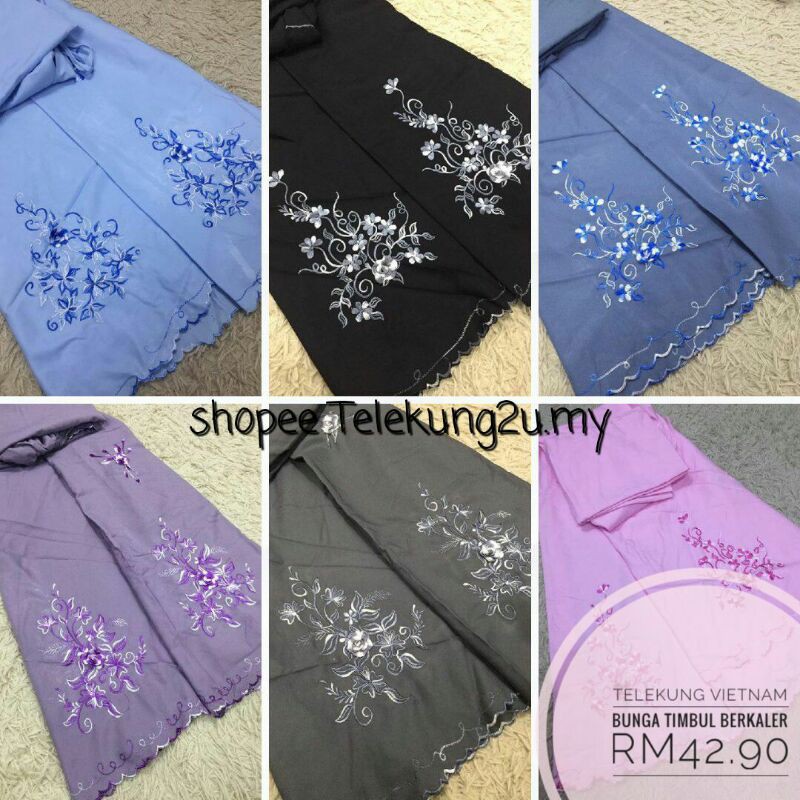 TELEKUNG SOLAT BUNGA TIMBUL 11 KUNTUM BERKALER DAN PUTIH | Shopee Malaysia