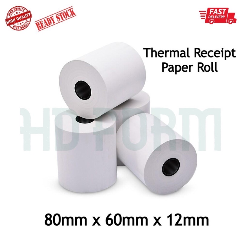 Ready Stock🔥HD THERMAL RECEIPT PAPER ROLL 80 x 60 x 12mm🔥THERMAL ...