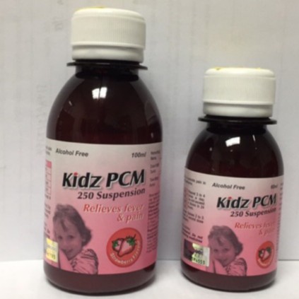 Kidz PCM 250 Suspension (Relieves Fever & Pain) ( Strawberry / Orange ...