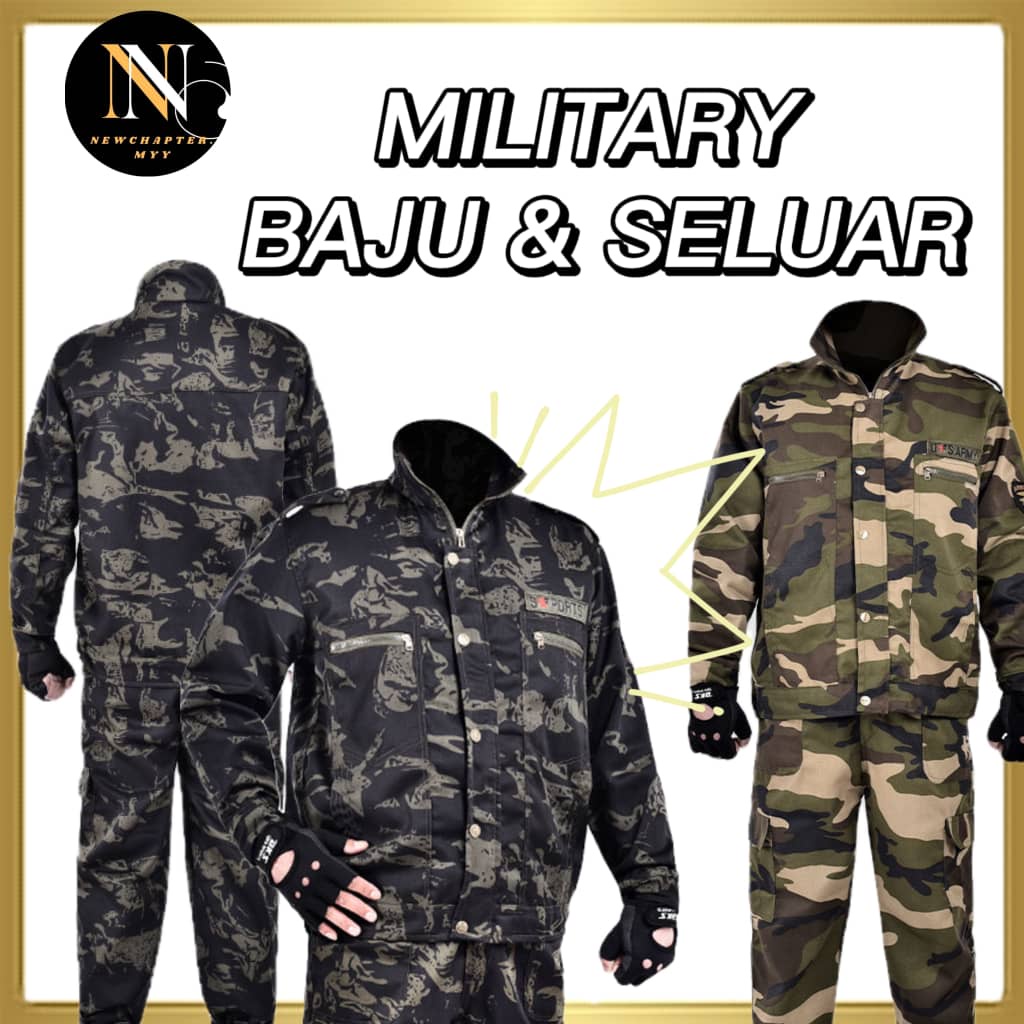 Military Baju/Military Seluar/ Kain Cotton/ Seluar Set/ Jacket Military ...