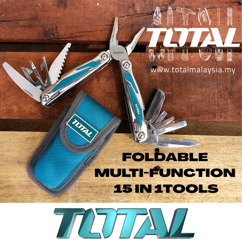 TOTAL Foldable Multi-function Tool (15 in 1) 可折叠多功能工具 - TFMFT01151 | Shopee Malaysia