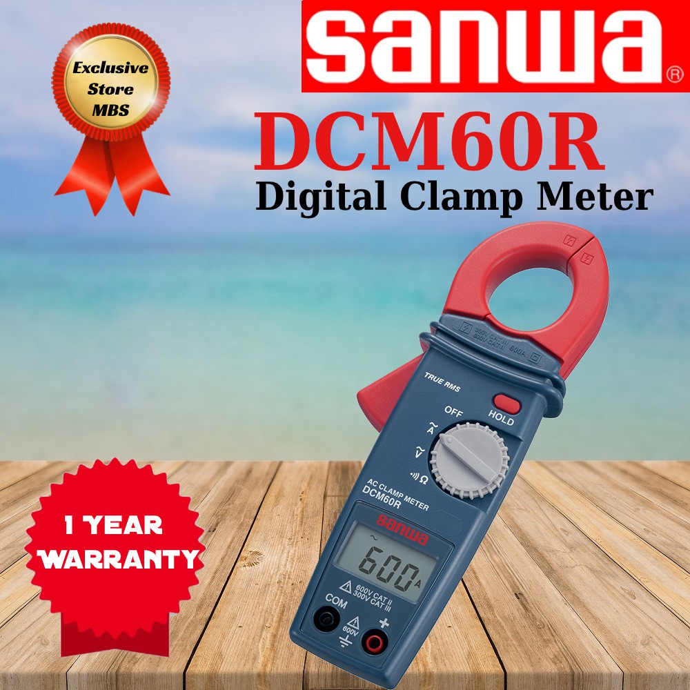 Sanwa DCM60R Digital Clamp Meter 600A AC Voltmeter Multimeter Function ...