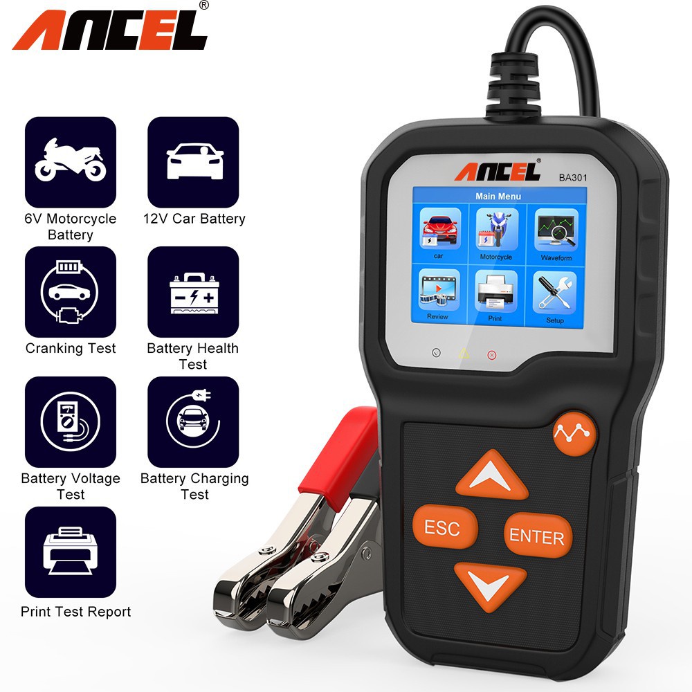 【Ship From Malaysia】ANCEL BA301 Car Battery Tester For 6V/12V Analyzer ...