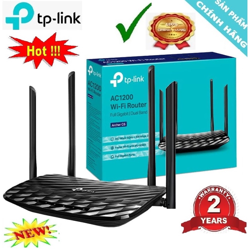 TPLink Archer C6 Dual Band 1200Mbps Lan Gigabit WiFi Router | Shopee ...