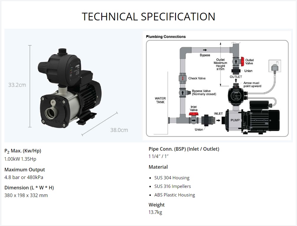 [FREE SHIPPING] Joven Water Pump Boost Water Pressure JHP2-30/JHP3-40/JHP4-40/JHP4-50/JHP4-60 ...