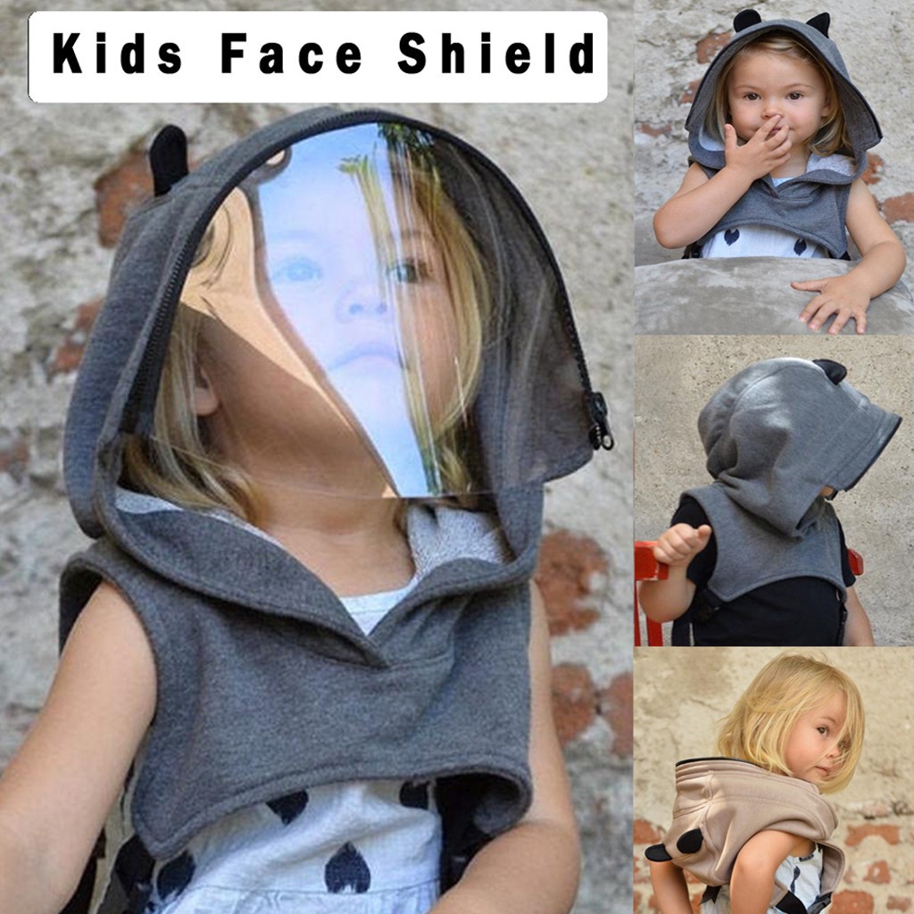 Full Protective Face Wear Clear Hooded Hat Child Face Shield Reusable ...