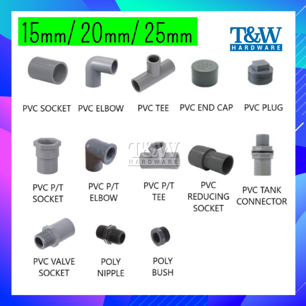 PVC Pipe Fitting (15mm/ 20mm/ 25mm) Valve Faucet P/T Equal Socket Elbow ...