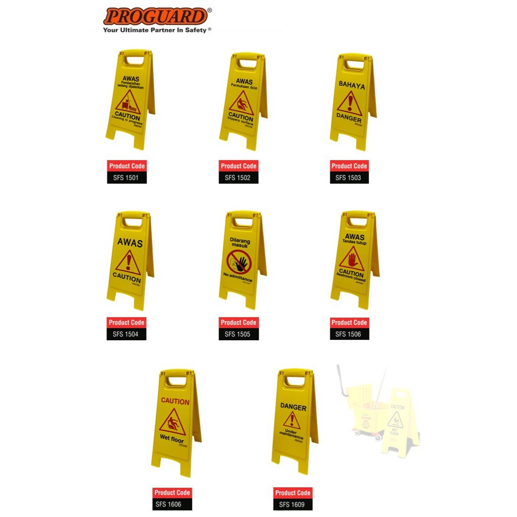 PROGUARD | FOLDED HAZARD WARNING SAFETY FLOOR SIGN PAPAN BAHAYA/CAUTION ...