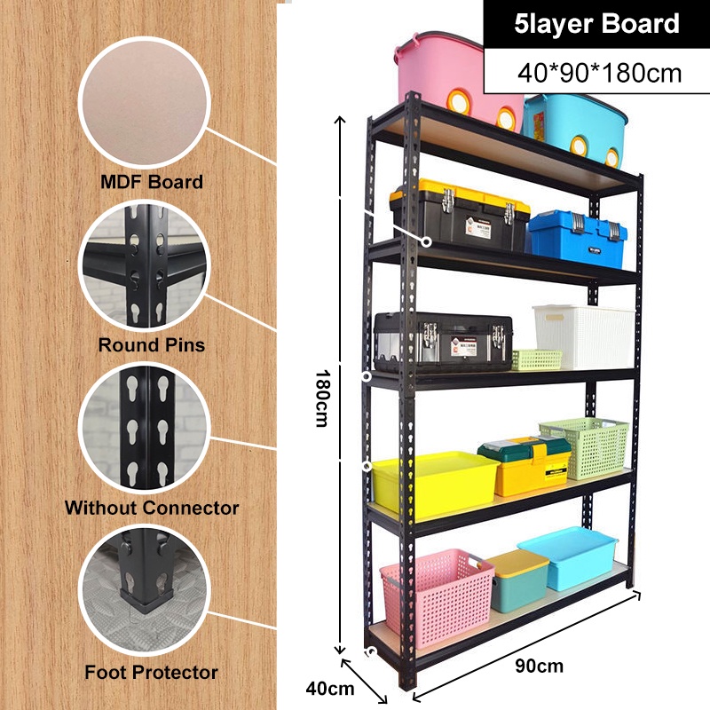 3/4/5 Tier Heavy Duty Rack Rak Besi Bertingkat Metal Adjustable ...