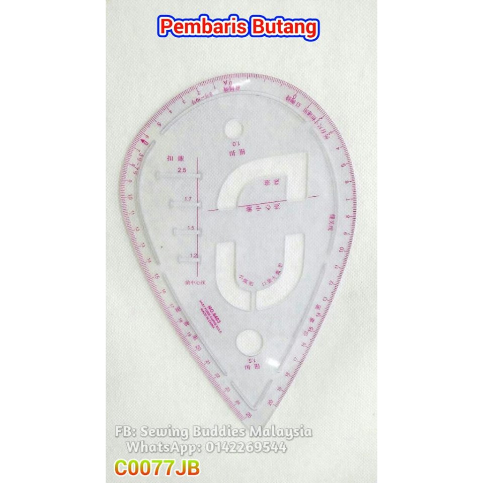 6403 Multi-Purpose Round Pattern Ruler, Button Holes, Collar Shape ...