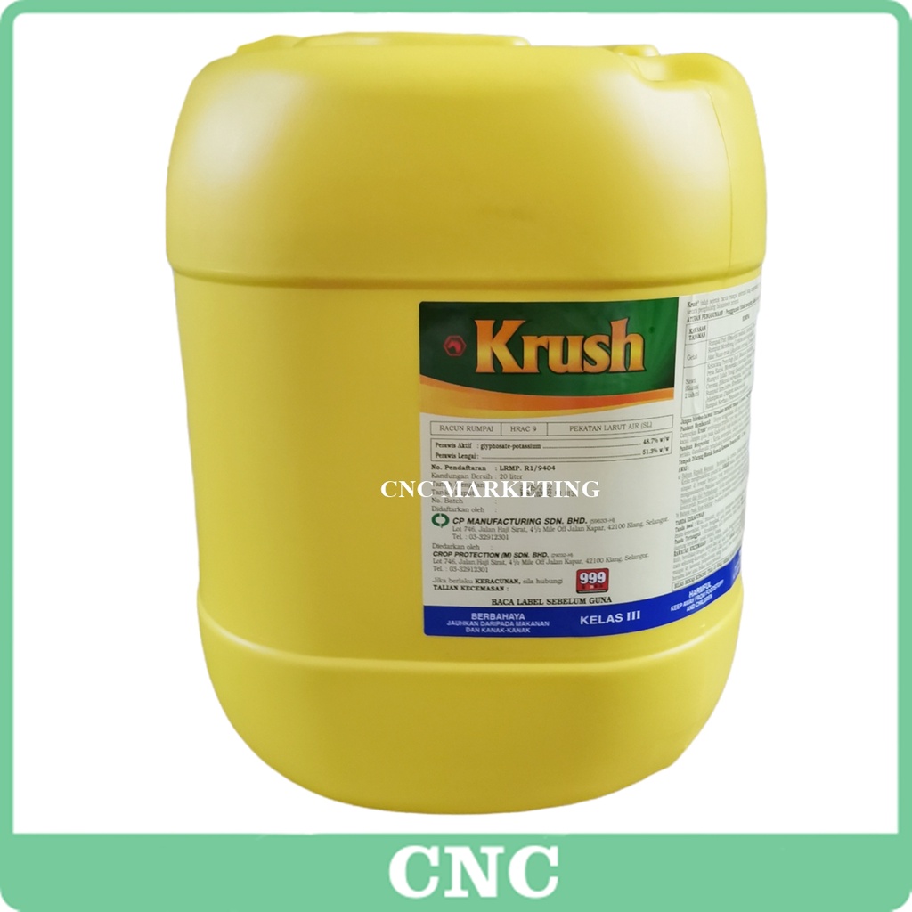 20L Krush Glyphosate Potassium 48.7% Racun Rumpai Rumput Herbicides ...