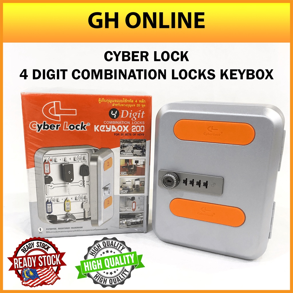 KEYBOX 4 DIGIT COMBINATION LOCKS KEYBOX FOR 20 SETS OF KEYS CYBER LOCK ...