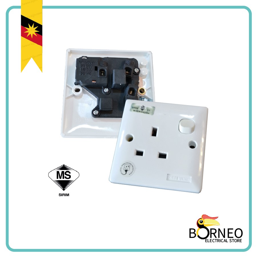 13A Switch Socket 3 Pin Wall Socket (With Sirim) | Shopee Malaysia