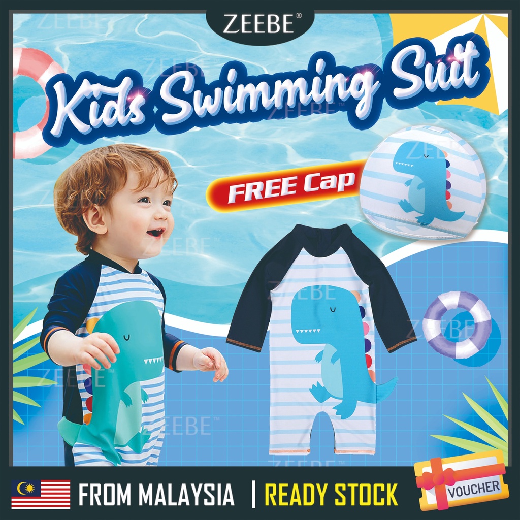 ZEEBE Swimming Suit Cartoon Baby Kid Boy Girl Kids Infant Short Sleeve ...