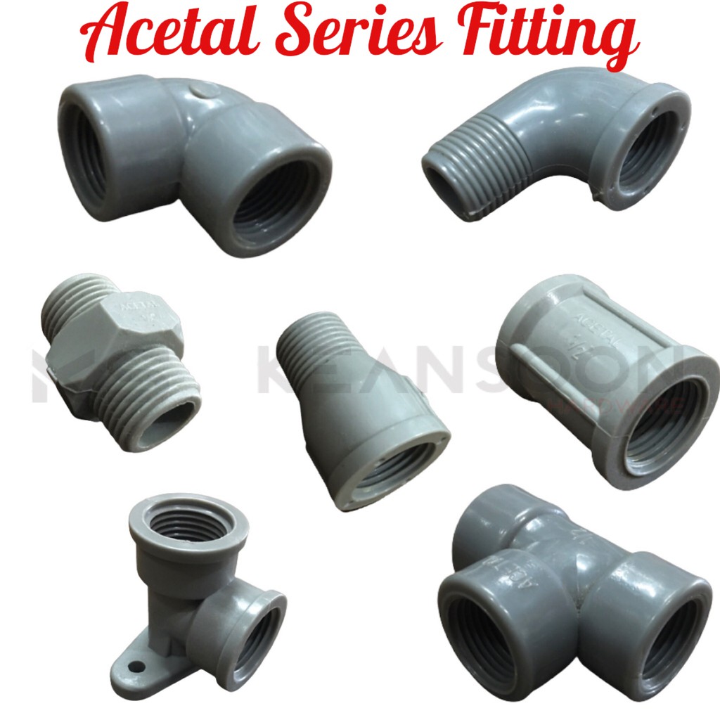 PVC Acetal Fittings 15mm 1/2" Brass Threaded Socket/Elbow/Tee/M.F ...