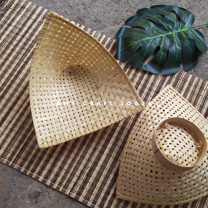 Bamboo pincuk with Legs/pincuk basket/woven bamboo pincuk/triangular ...